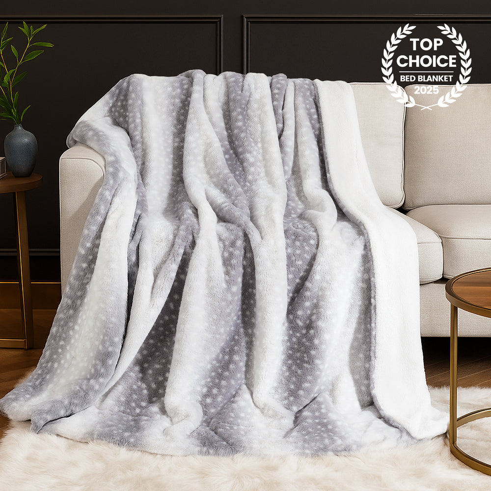 Cozy Bliss Luxury Faux Fur Throw Blanket Animal Striped Print, Non ...