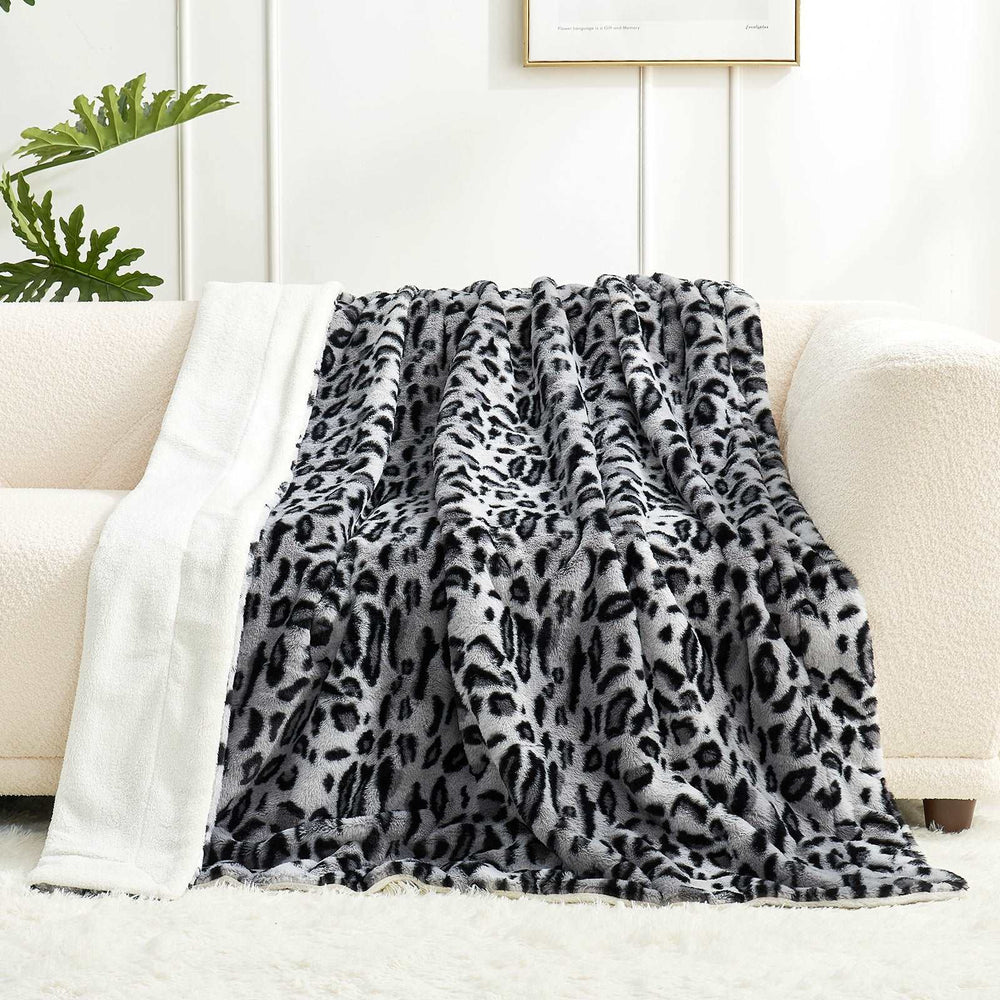 Cozy Bliss Luxury Faux Fur Throw Blanket Leopard Print, Non Shedding ...